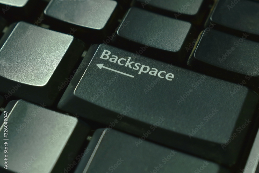 backspace tab on black computer keyboard background and texture Stock ...