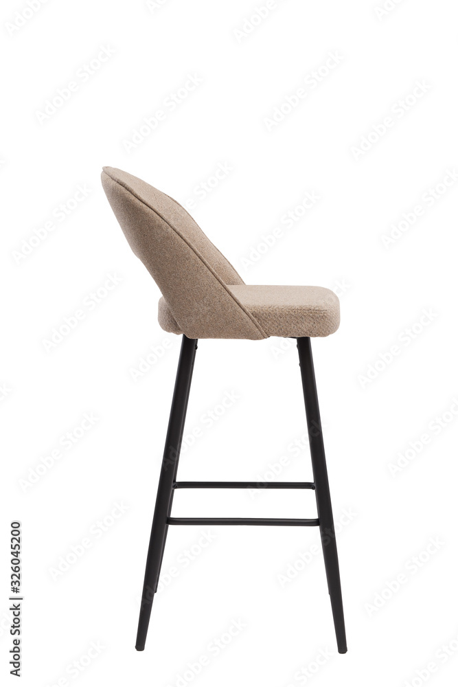 beige, mocco textile bar stool isolated on white background. modern ...