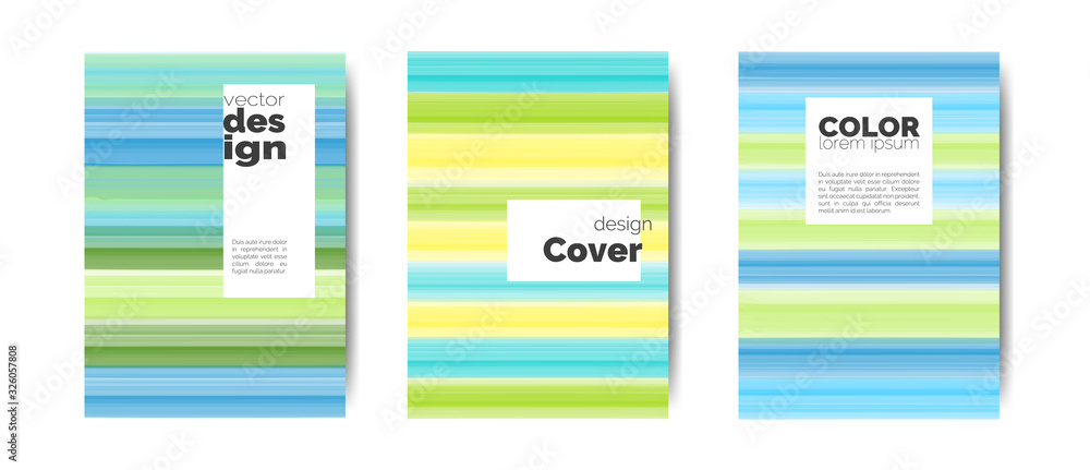 Vector illustration with a covers set with text and stripes in bright ...