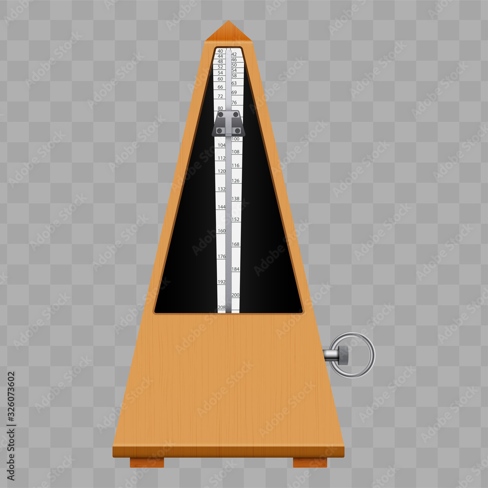 Classic Metronome with pendulum. Vintage wooden style. Equipment of ...