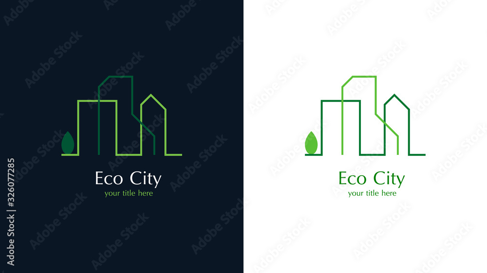 Set of eco city logos. Green city icons. The Green and Clean Movement ...