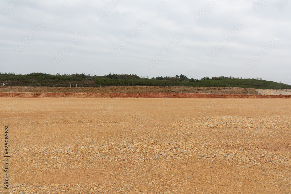 Perspective view of open and level dirt ground Stock Photo | Adobe Stock