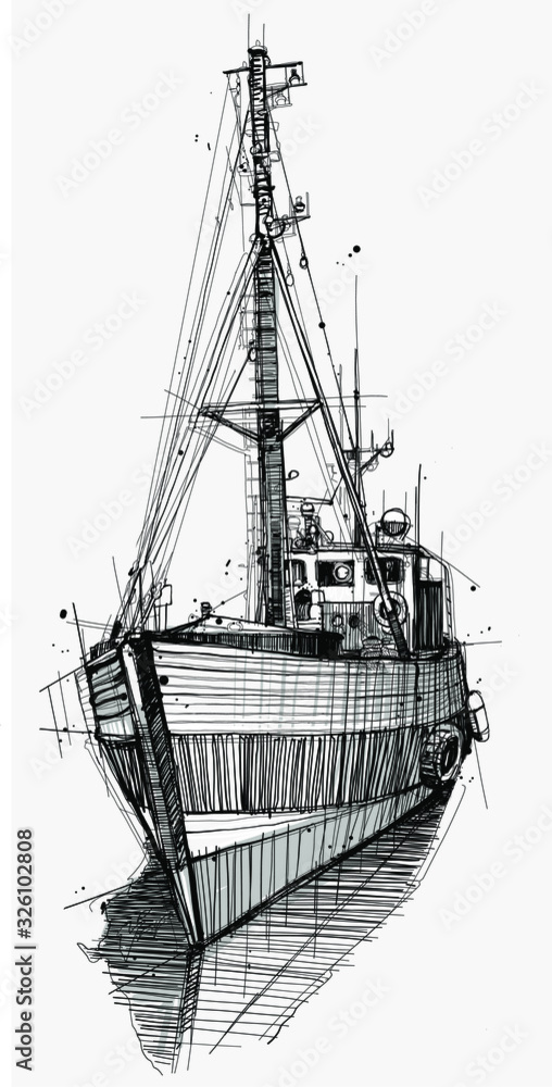 Kutter Zeichnung Stock Vector | Adobe Stock