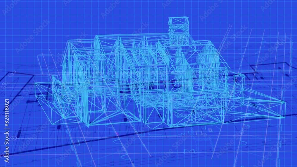 animation showing a Technical Drawing of floor design being drawn with ...