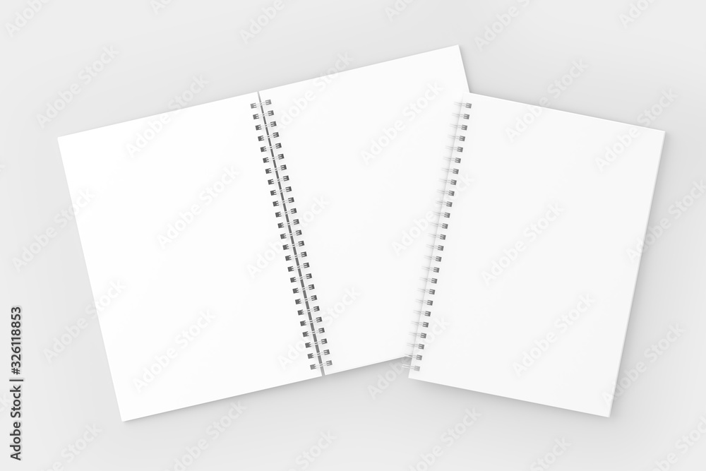 A4/A5/A6 Spiral Notebook White Blank 3D Rendered Mockup Stock ...
