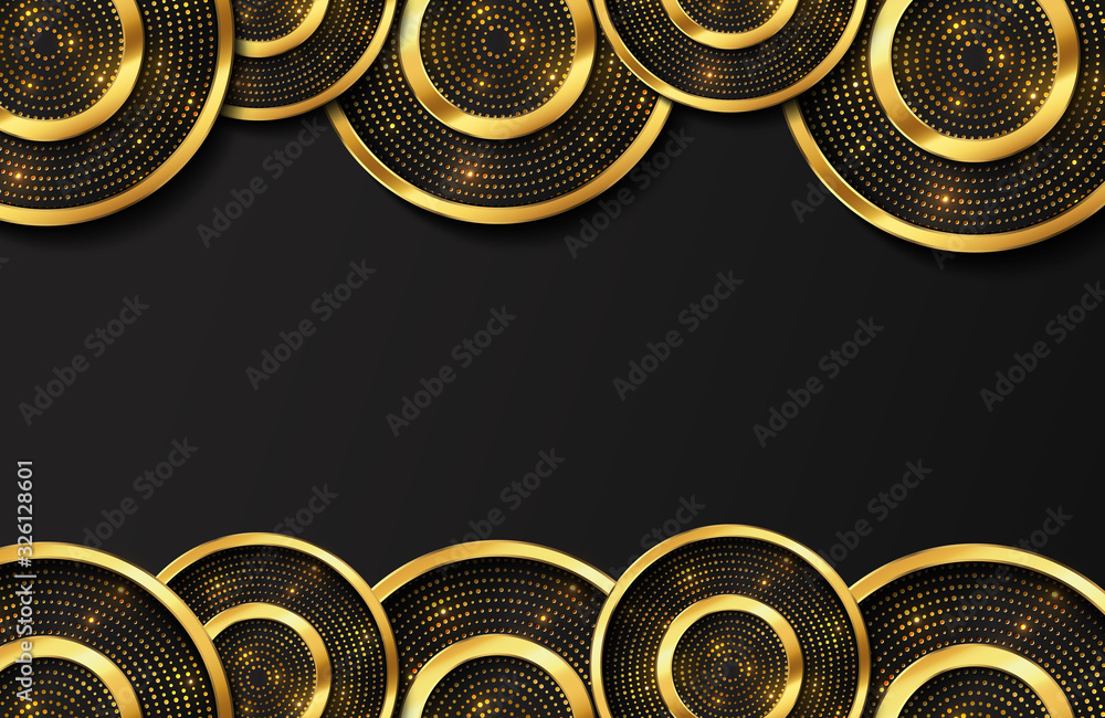 Abstract luxury background with gold geometry shape and sparkling light ...