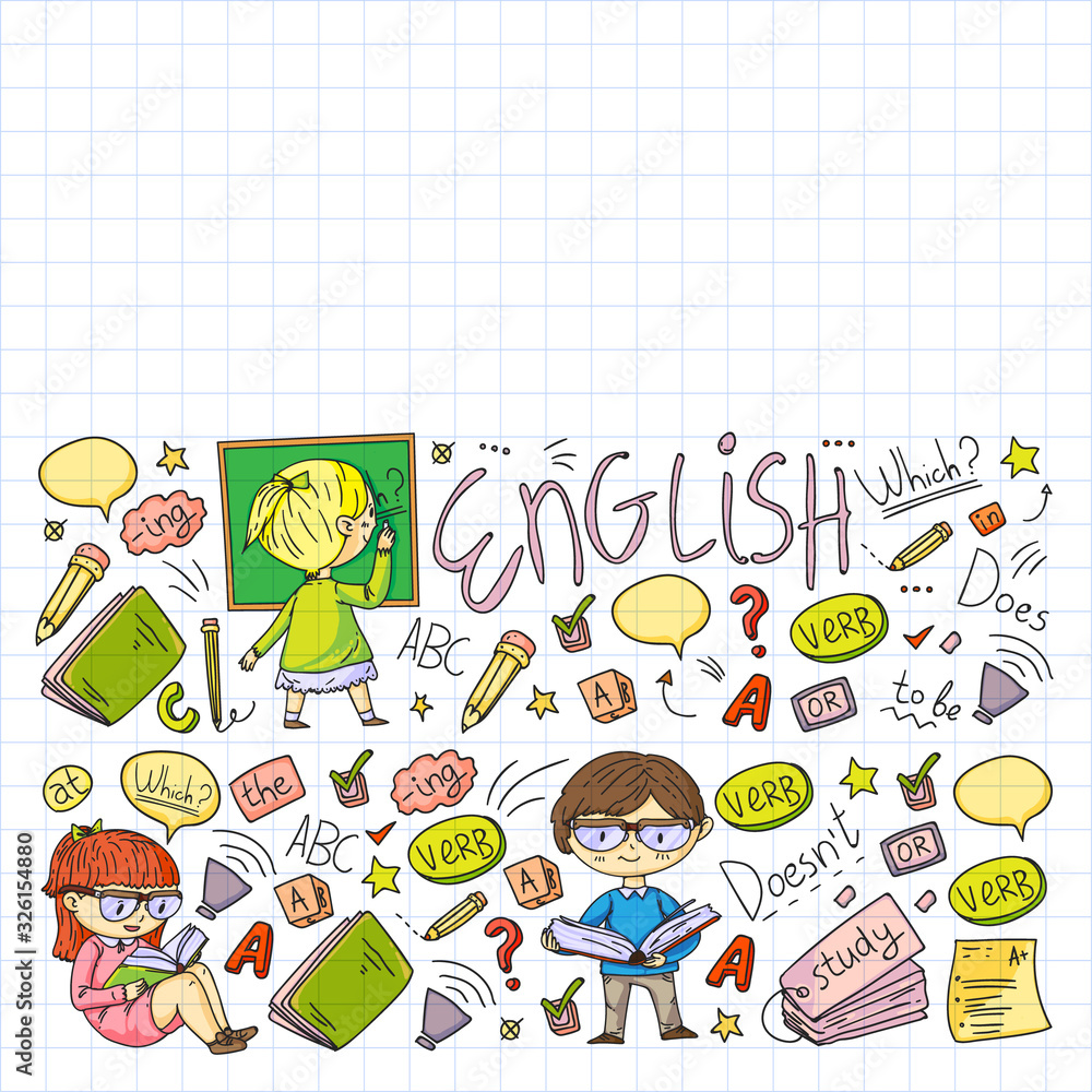 English school for children. Learn language. Education vector ...