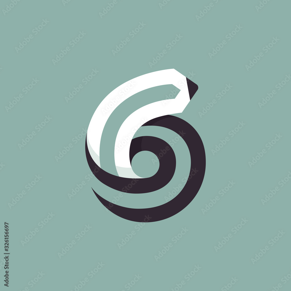 Number six logo formed by pencil. Stock Vector | Adobe Stock