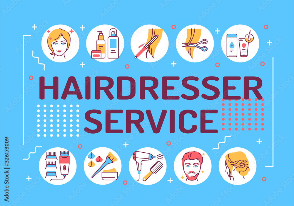 Hairdresser service word lettering typography. Professional hair ...
