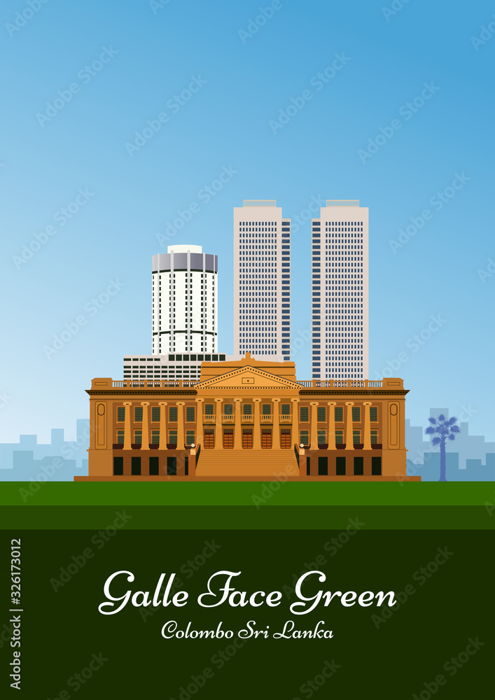 Galle Face Green. Skyline of Galle face Colombo Sri Lanka. Sri Lankan ...