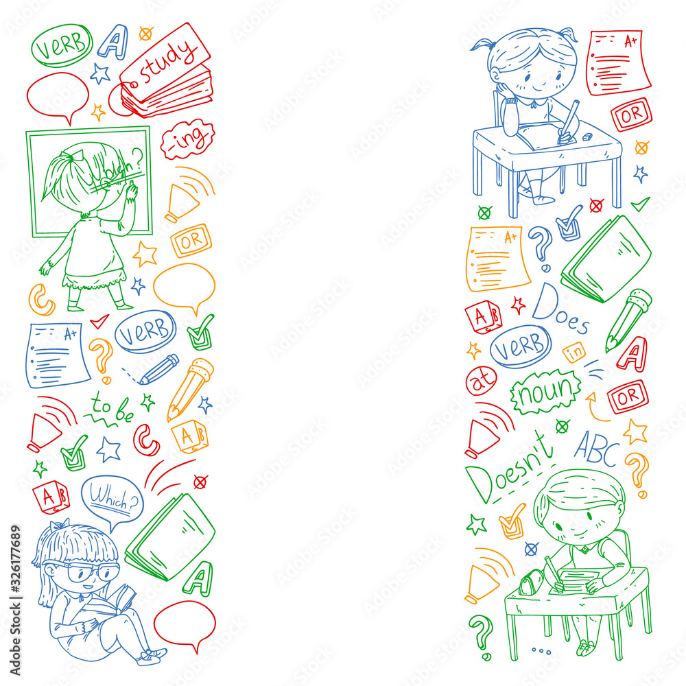 English school for children. Learn language. Education vector ...