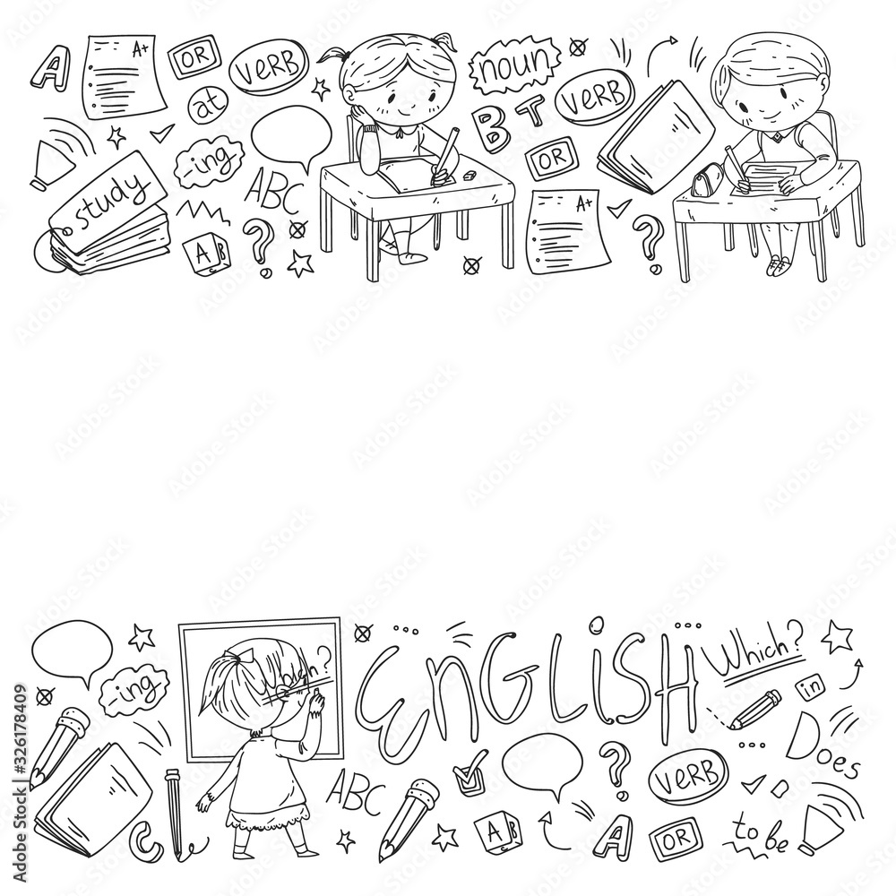 English school for children. Learn language. Education vector ...