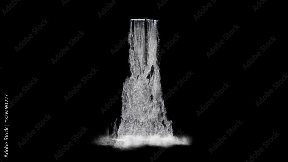 waterfall texture seamless loop 4k isolated on black with alpha Stock ...