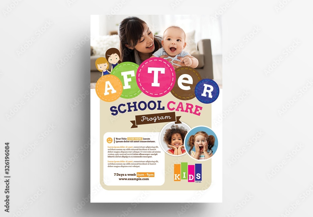 After School Care Poster Layout Stock Template | Adobe Stock