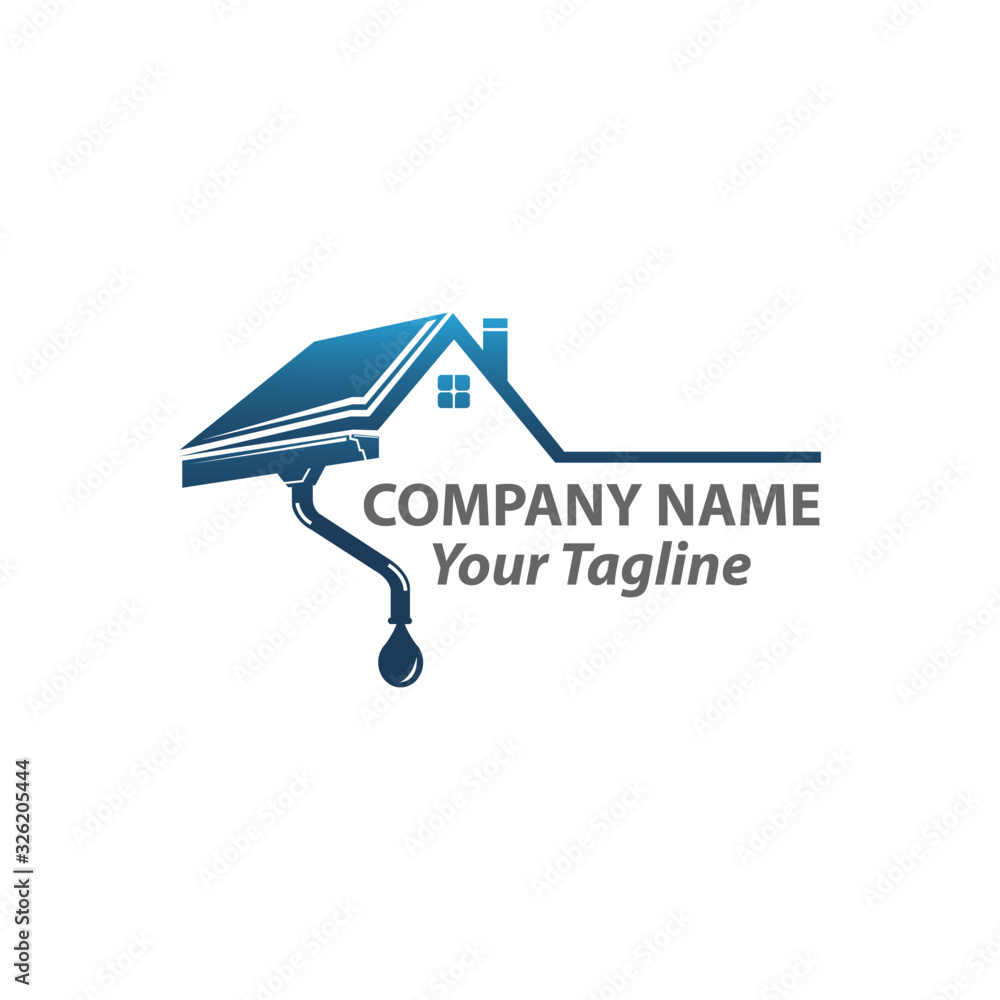 house roof gutter logo design. home pipe installation vector template ...