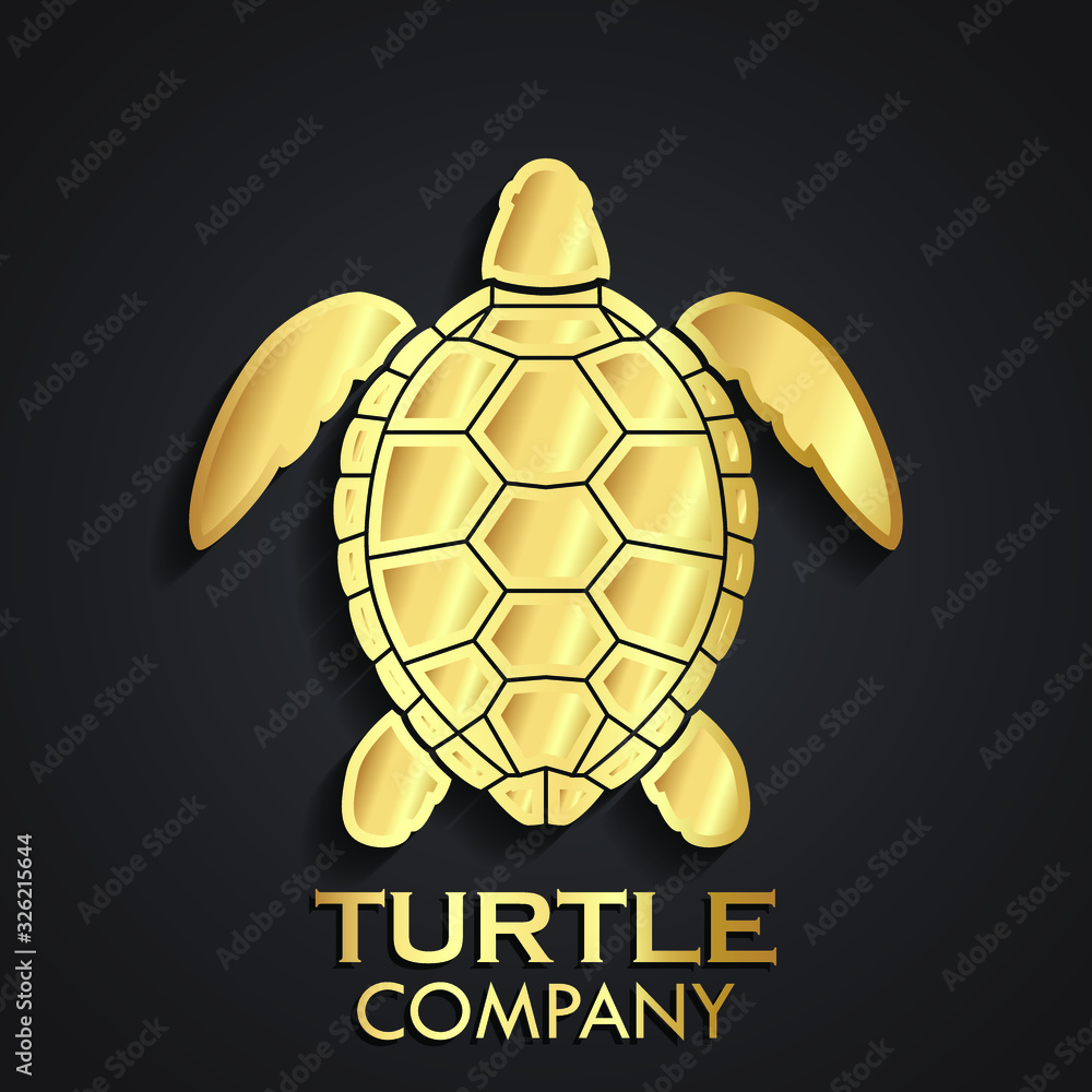 3d golden sea turtle logo Stock Vector | Adobe Stock