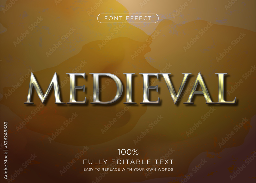 Medieval metal text effect. Editable font style Stock Vector | Adobe Stock