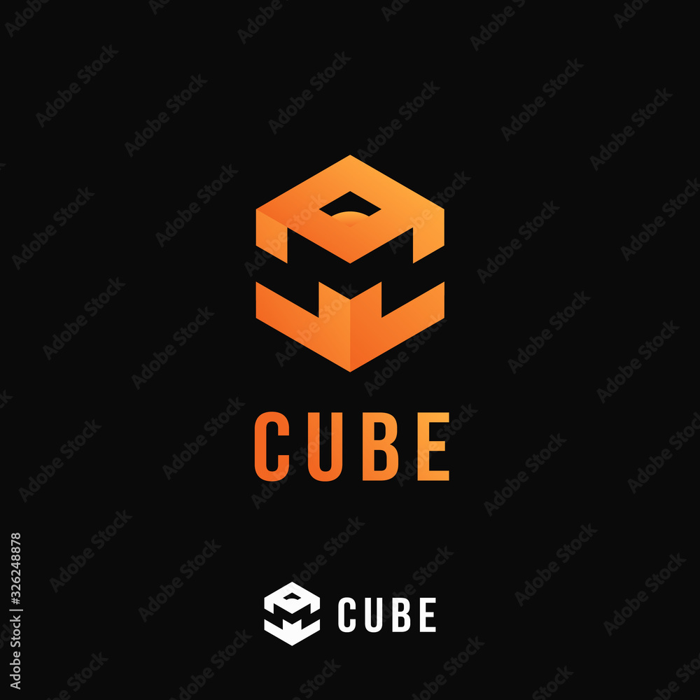 Letter M cube square 3d logo geometry icon for technology company Stock ...