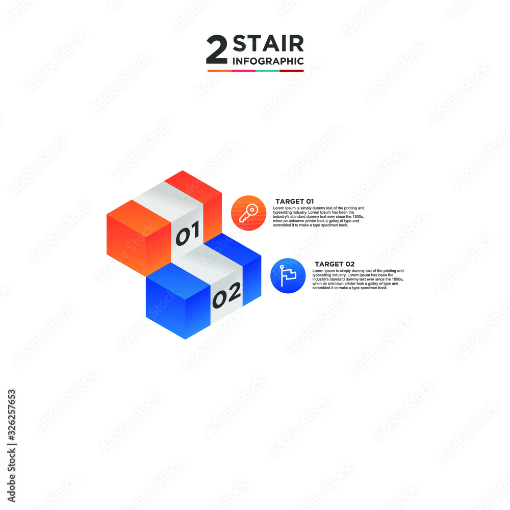 2 stair step timeline infographic element. Business concept with two ...
