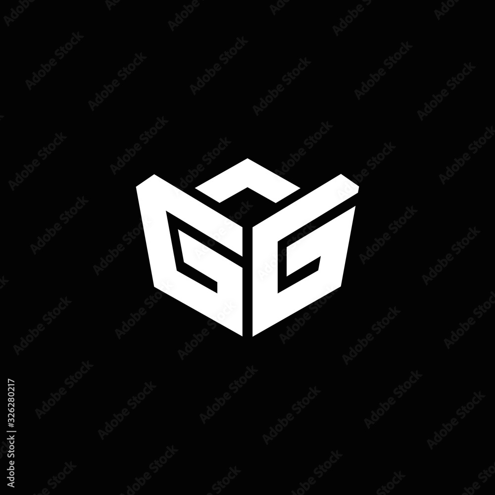 GG logo monogram with emblem style ribbon design template Stock Vector ...