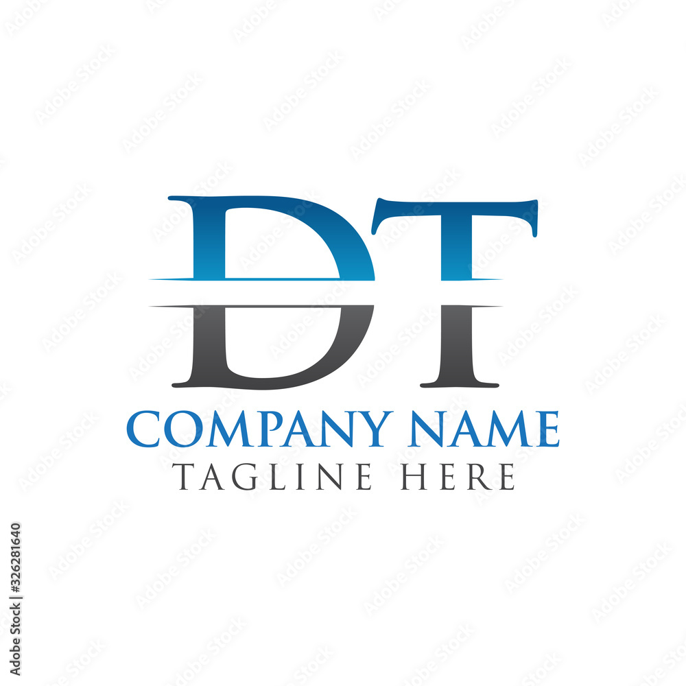 Initial DT Letter Logo Design Vector With Blue and Grey Color. DT Logo ...