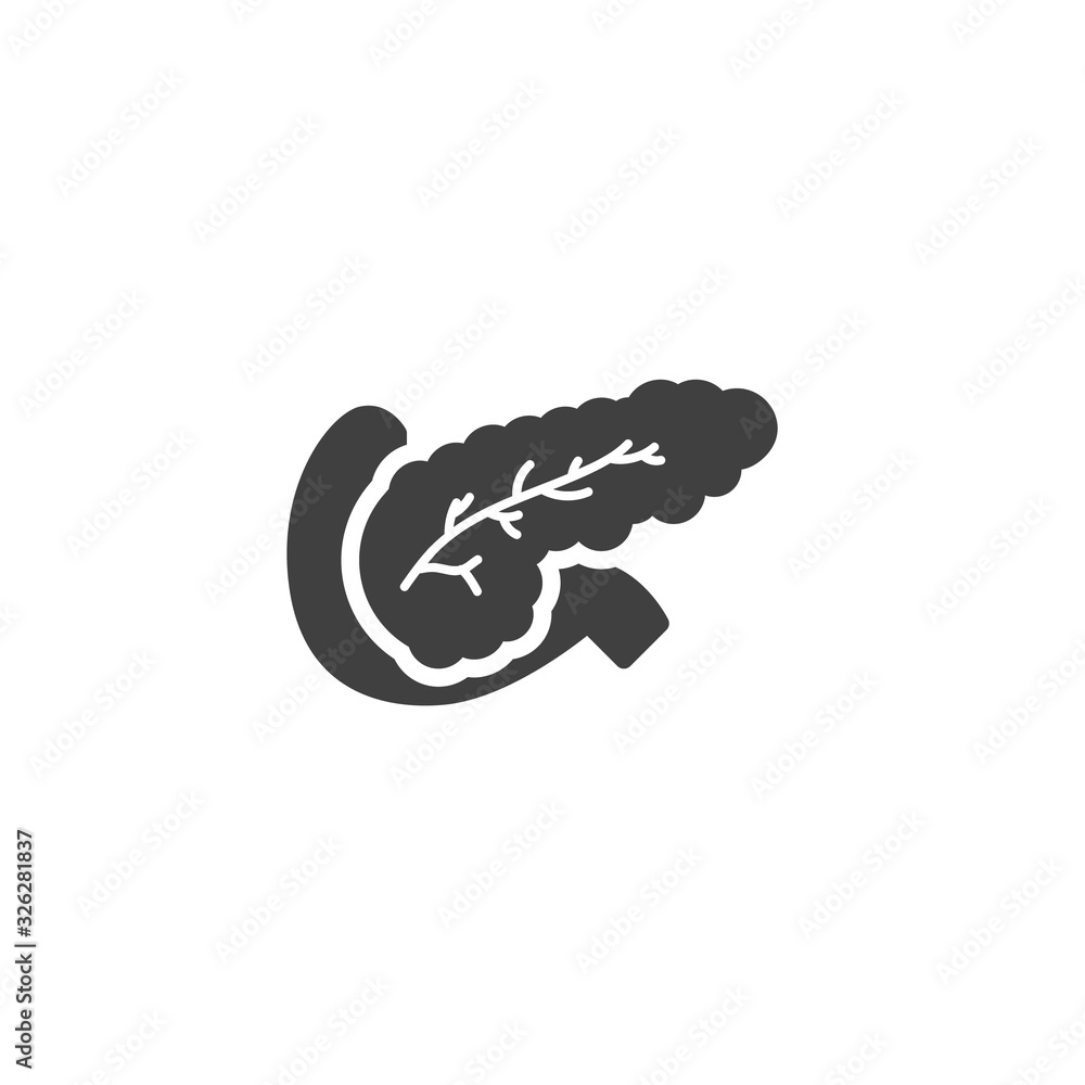 Pancreas anatomy vector icon. filled flat sign for mobile concept and ...