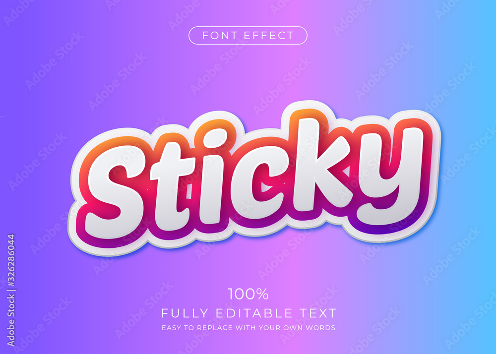 Sticker text effect. Editable font style Stock Vector | Adobe Stock