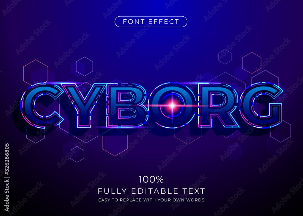 Futuristic Technology text effect. Editable font style Stock Vector ...