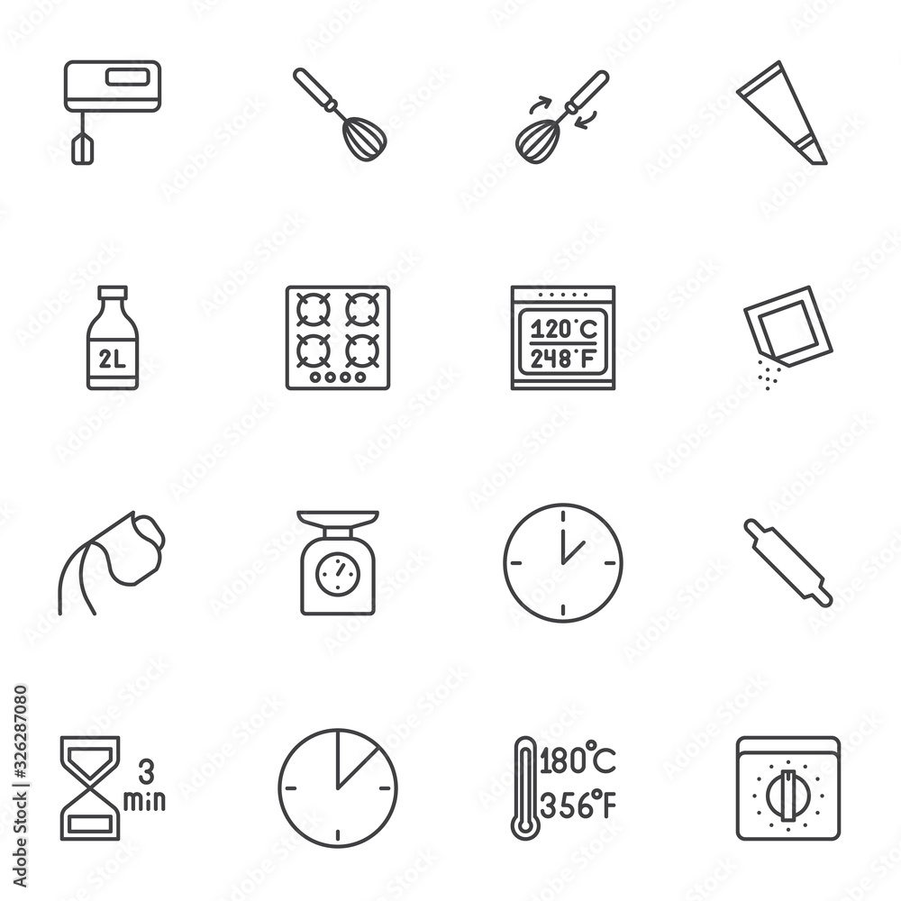 Cooking instructions line icons set. linear style symbols collection ...