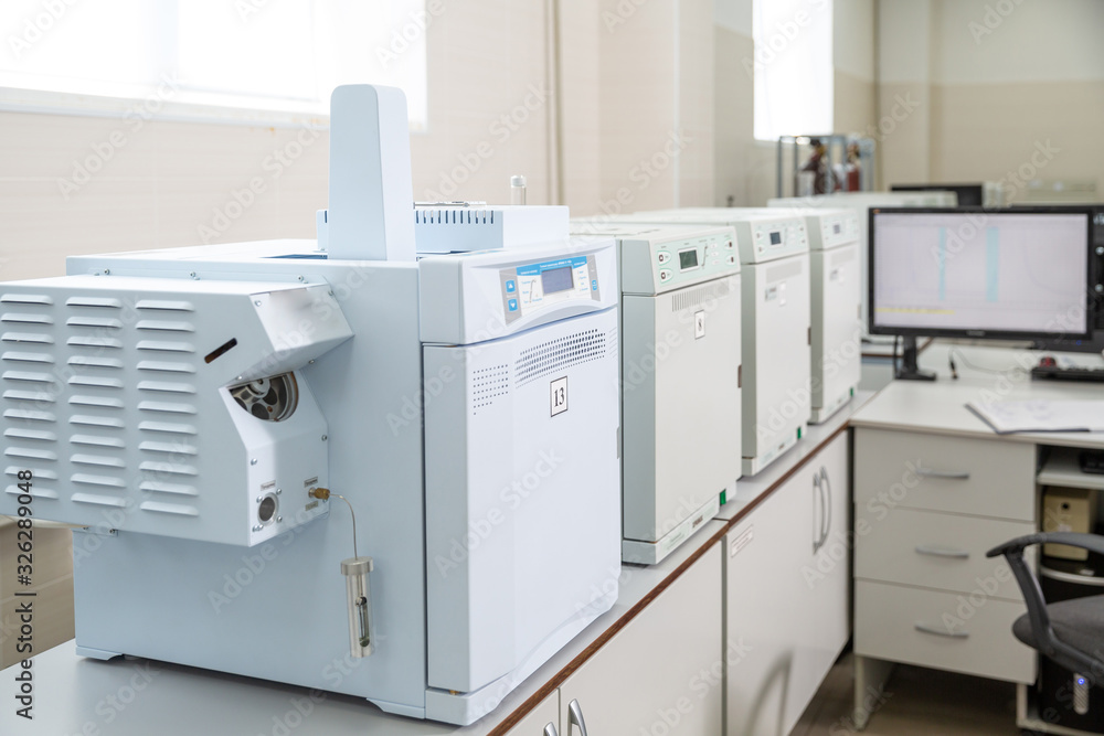 gas chromatograph in a chemical laboratory, good daylight, Stock Photo ...