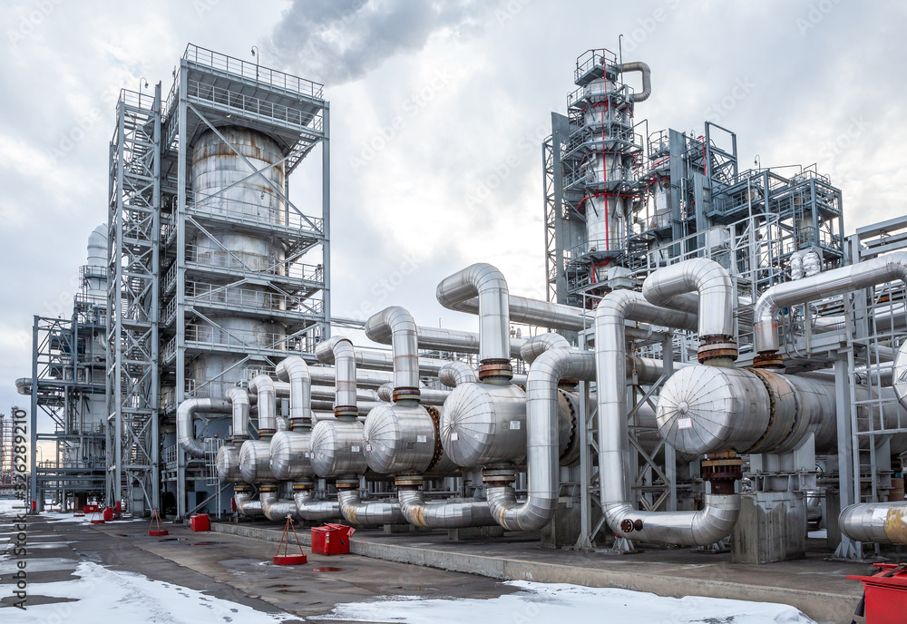 heat exchanger in an oil refinery, large size, daylight Stock Photo ...