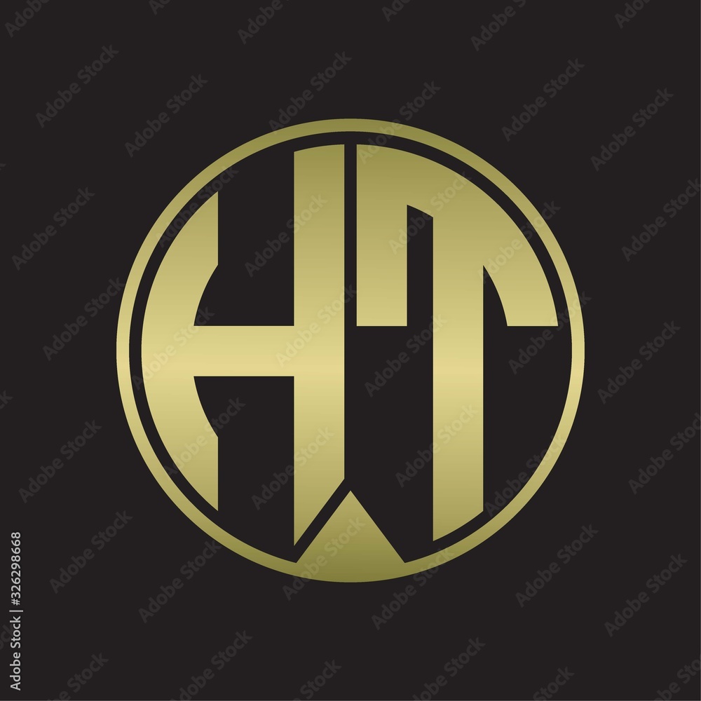 HT Logo monogram circle with piece ribbon style on gold colors Stock ...