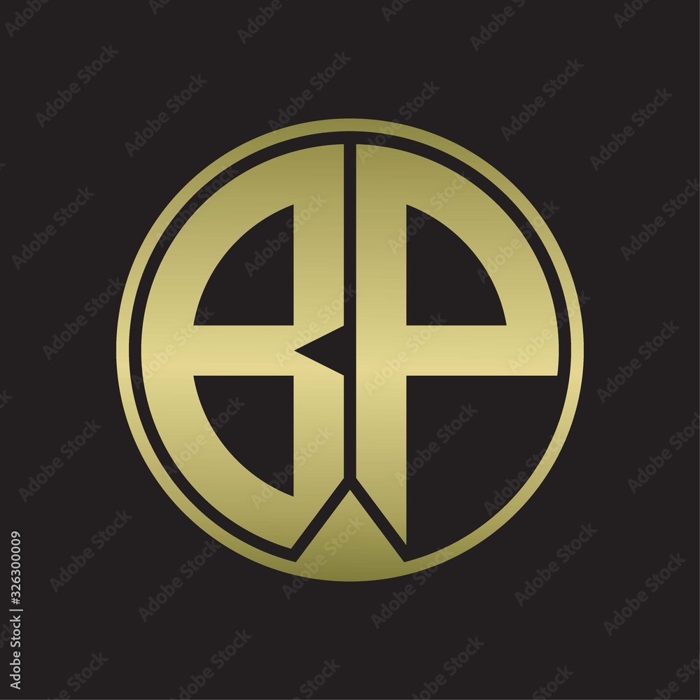 BP Logo monogram circle with piece ribbon style on gold colors Stock ...