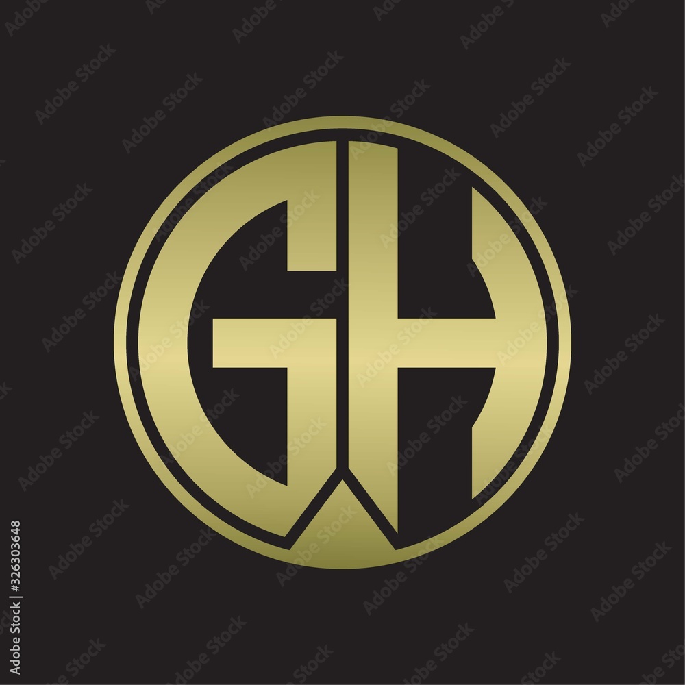 GH Logo monogram circle with piece ribbon style on gold colors Stock ... GH Logo monogram circle with piece ribbon style on gold colors Stock ...
