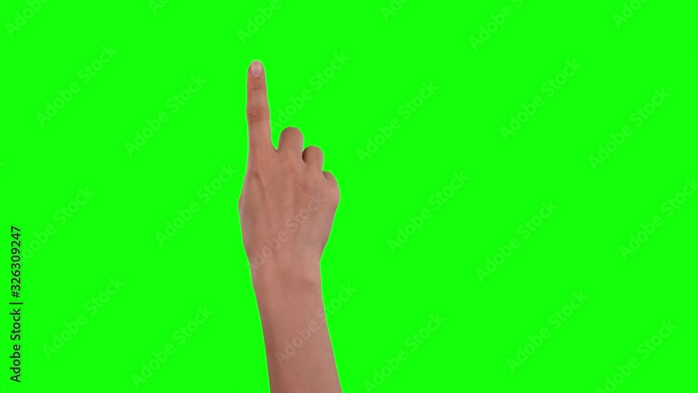 Woman hand making touch screen gestures on chroma key green screen ...