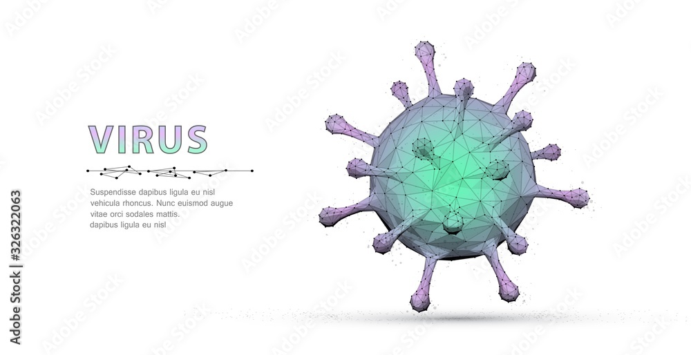 Virus. Abstract vector 3d viral microbe isolated on white. Allergy ...