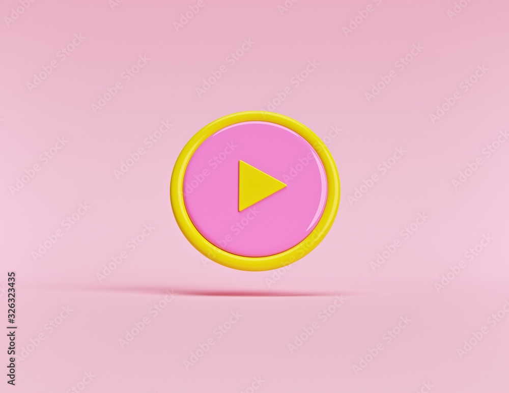 cute round play button isolated on pastel background. Concept of video ...