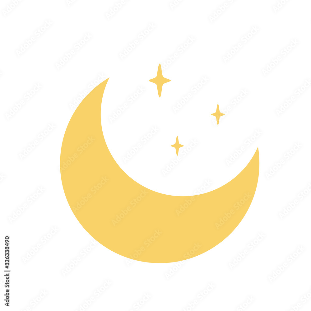 Moon crescent star Yellow symbol of Islam flat icon for apps and ...