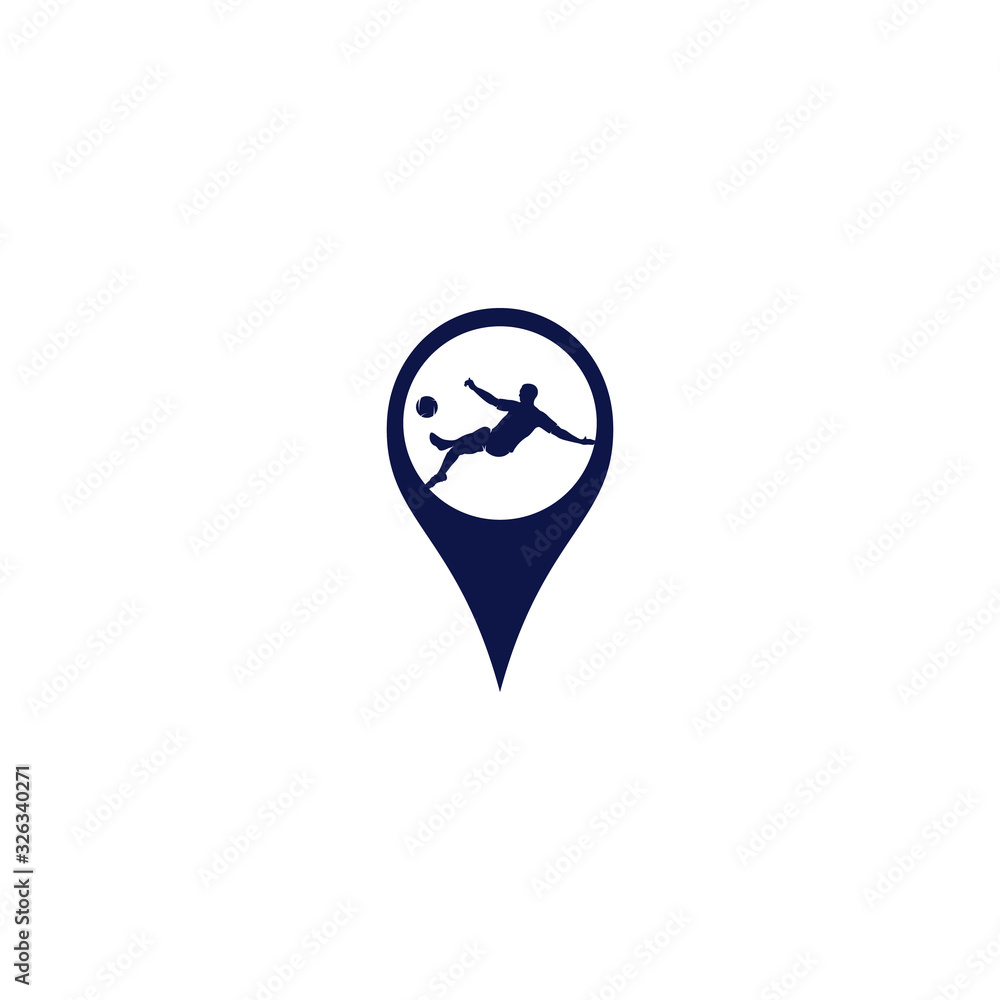 Soccer and Football Player and Map Pointer Logo Design. Soccer player ...