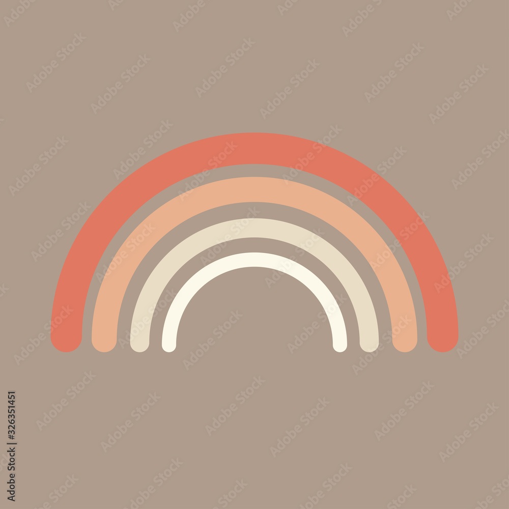 Rainbow. Cute rainbow shape in brown pastel colors. Modern hand drawn ...
