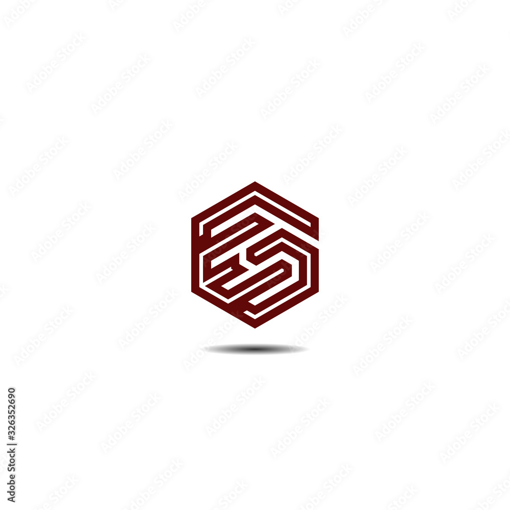 Initials letter GE hexagon shape logo design vectors. Symbol, icon ...
