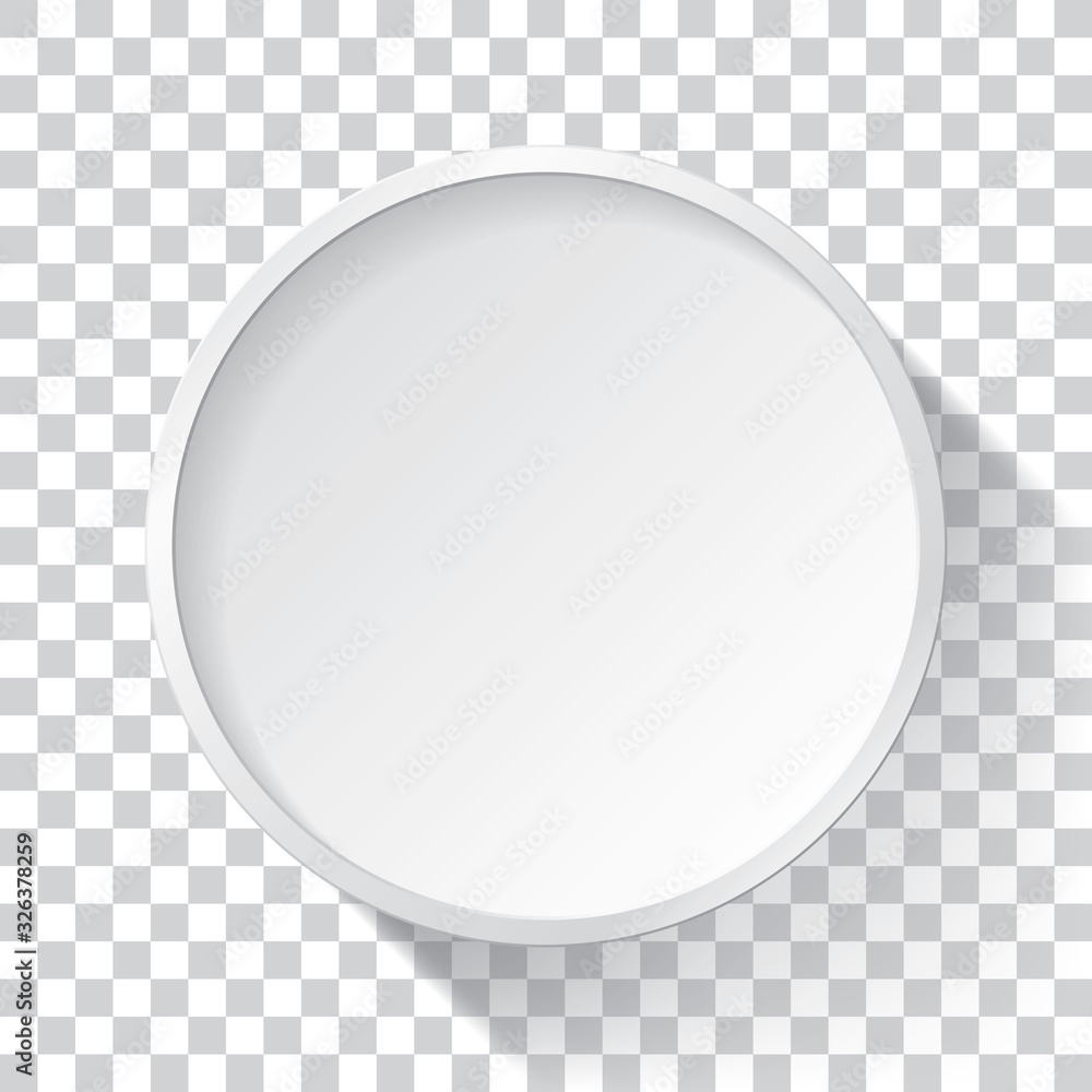 Realistic empty round white frame on transparent background, border for ...