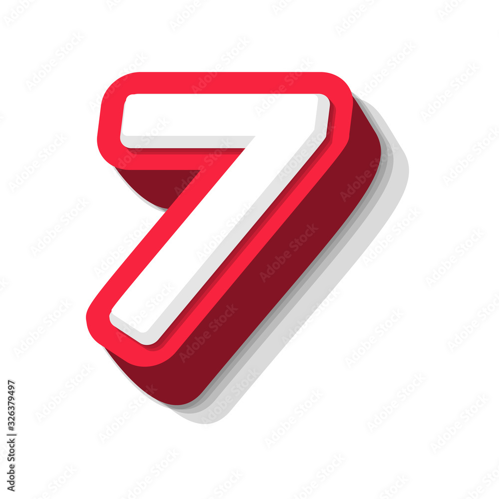3D bold funny number 7, heavy type for modern super hero monogram ...