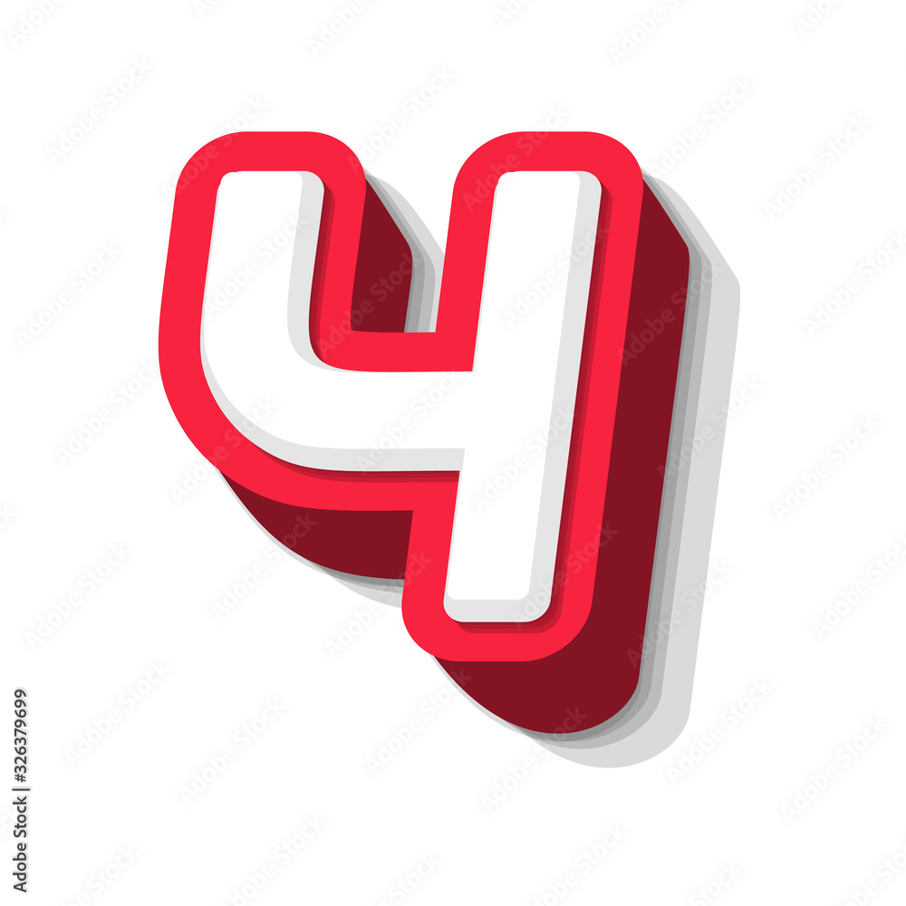 3D bold funny number 4, heavy type for modern super hero monogram ...