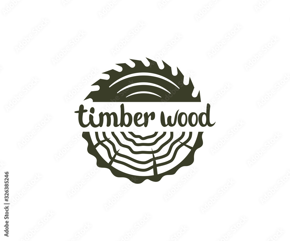 Circular saw wood, timber wood with tree rings, logo design. Lumber ...