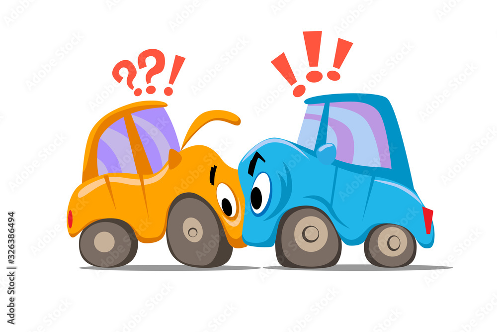 Car collision. Cartoon vector illustration. Stock Illustration | Adobe ...