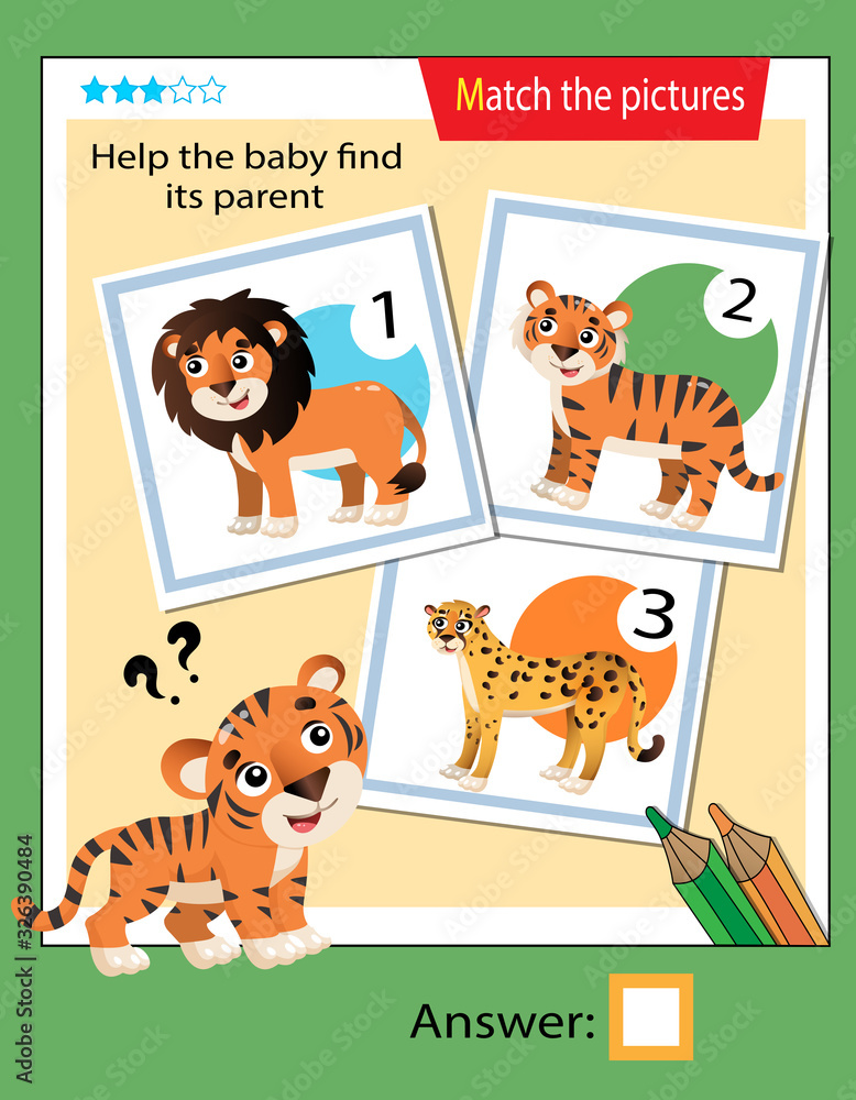Matching game, education game for children. Puzzle for kids. Match the ...