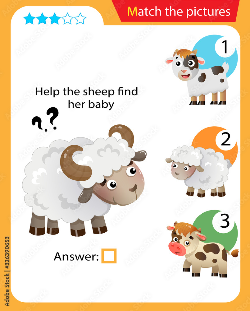 Matching game, education game for children. Puzzle for kids. Match the ...