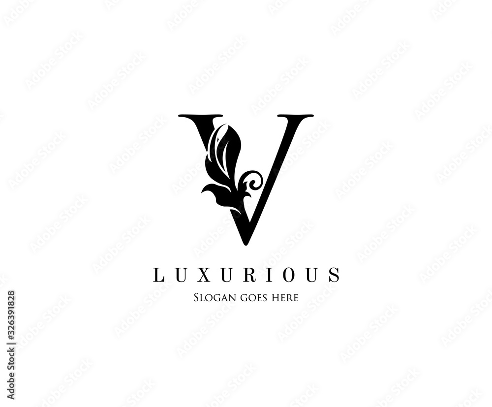 Initial V letter luxury beauty flourishes ornament monogram logo Stock ...
