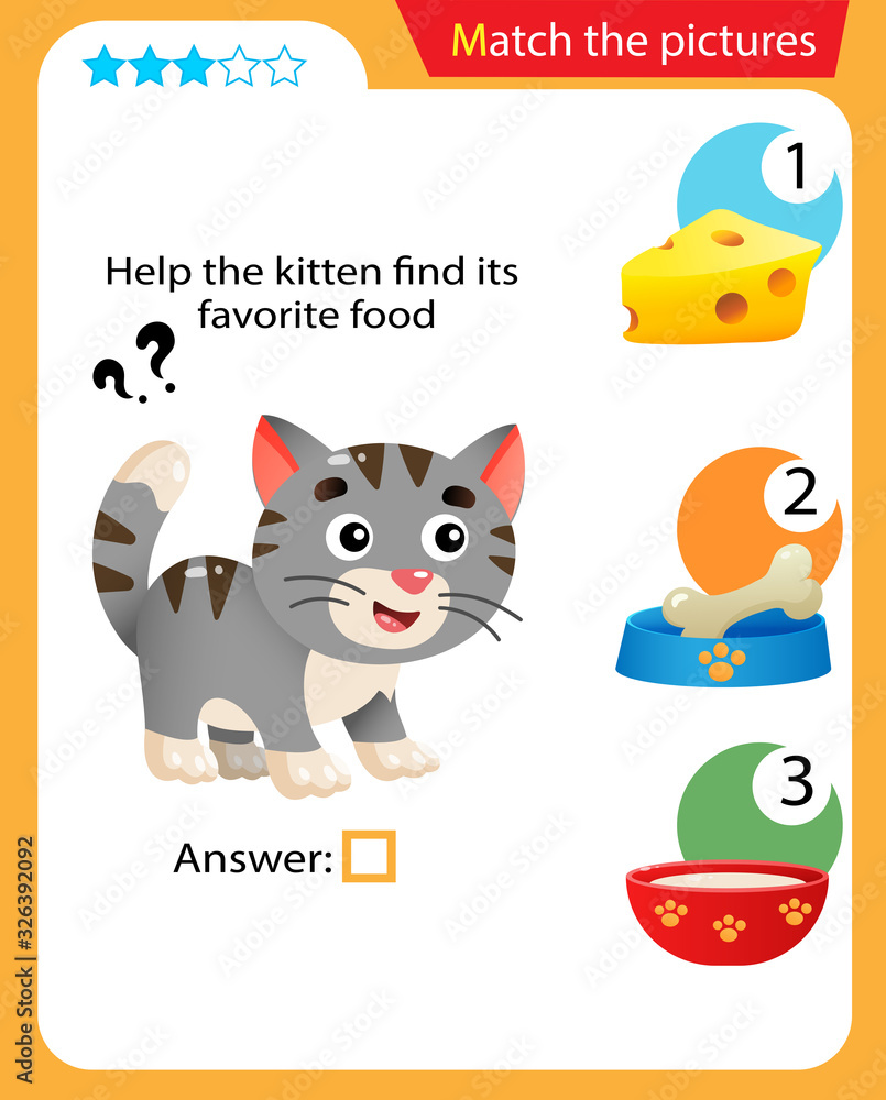 Matching game, education game for children. Puzzle for kids. Match the ...